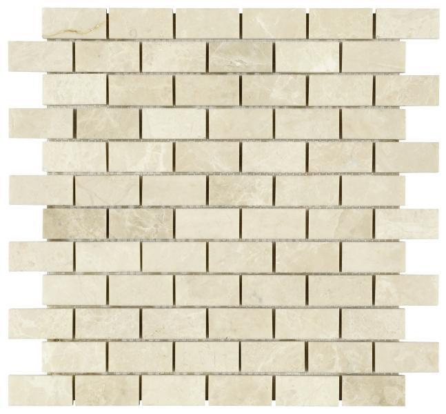 Noble White Cream Brick Mosaic Tile 1×2" – floortileshop